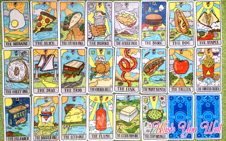 Tarot-like deck "Food Fortunes" cards review | Wish You Well